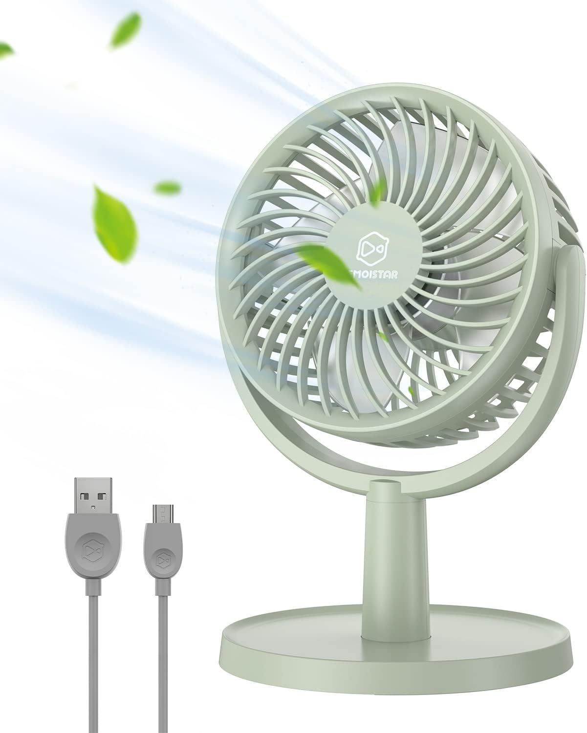 Mini Desk Fan, USB Powered Desktop Fan with 4 Speeds, Small but ...