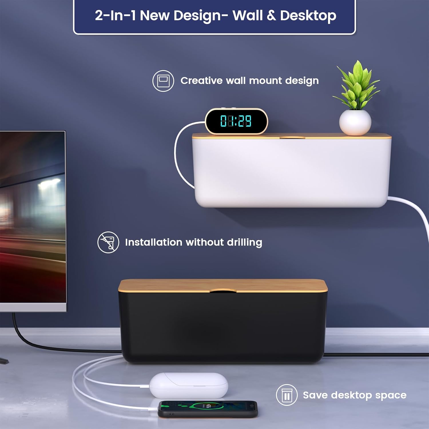 Caja organizadora de cables Caja organizadora de cables con tapa de ...