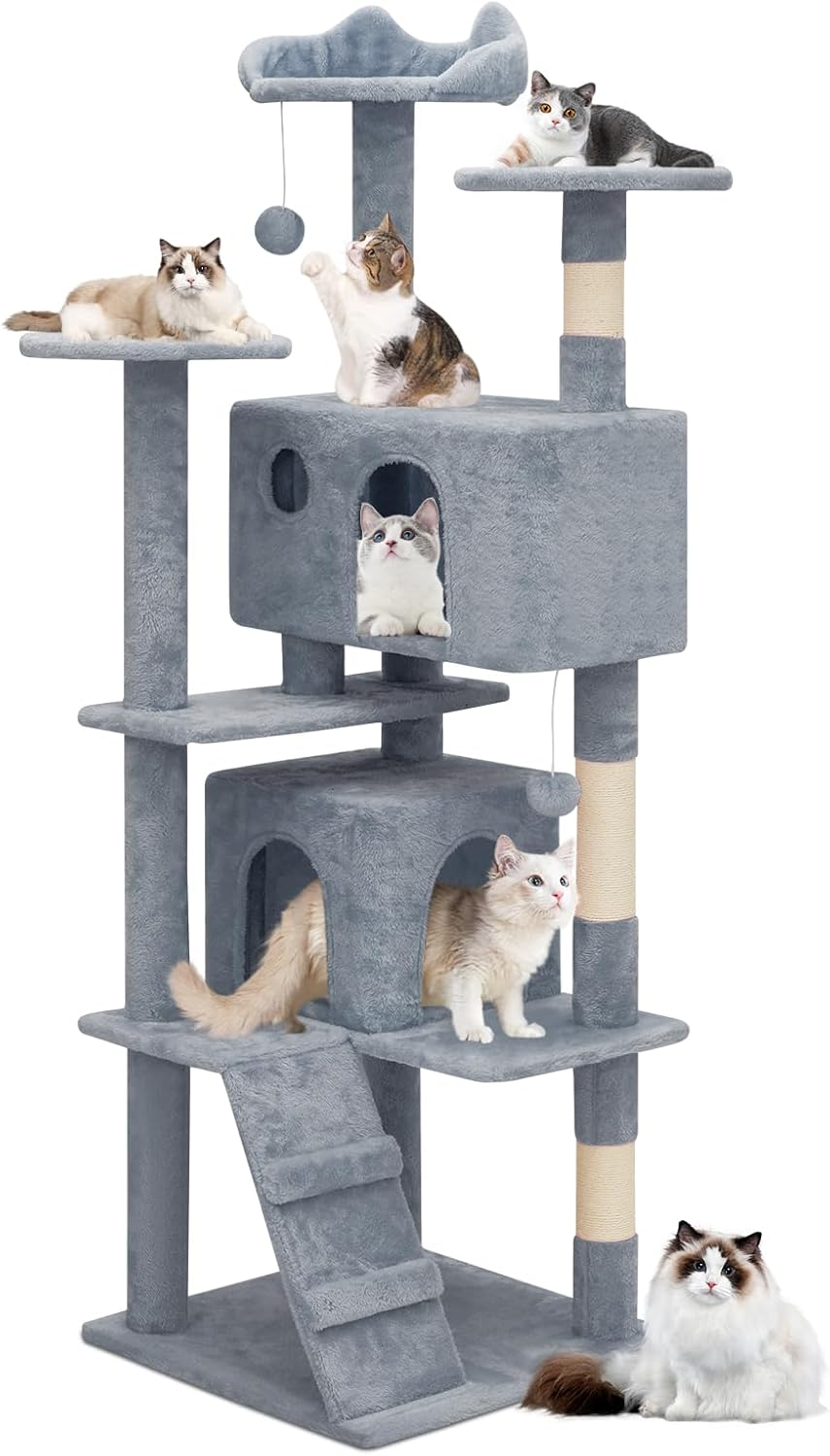Amazon.com : MoNiBloom Cat Tree, 60 Inch Cat Tree Tower with 2 Cat ...
