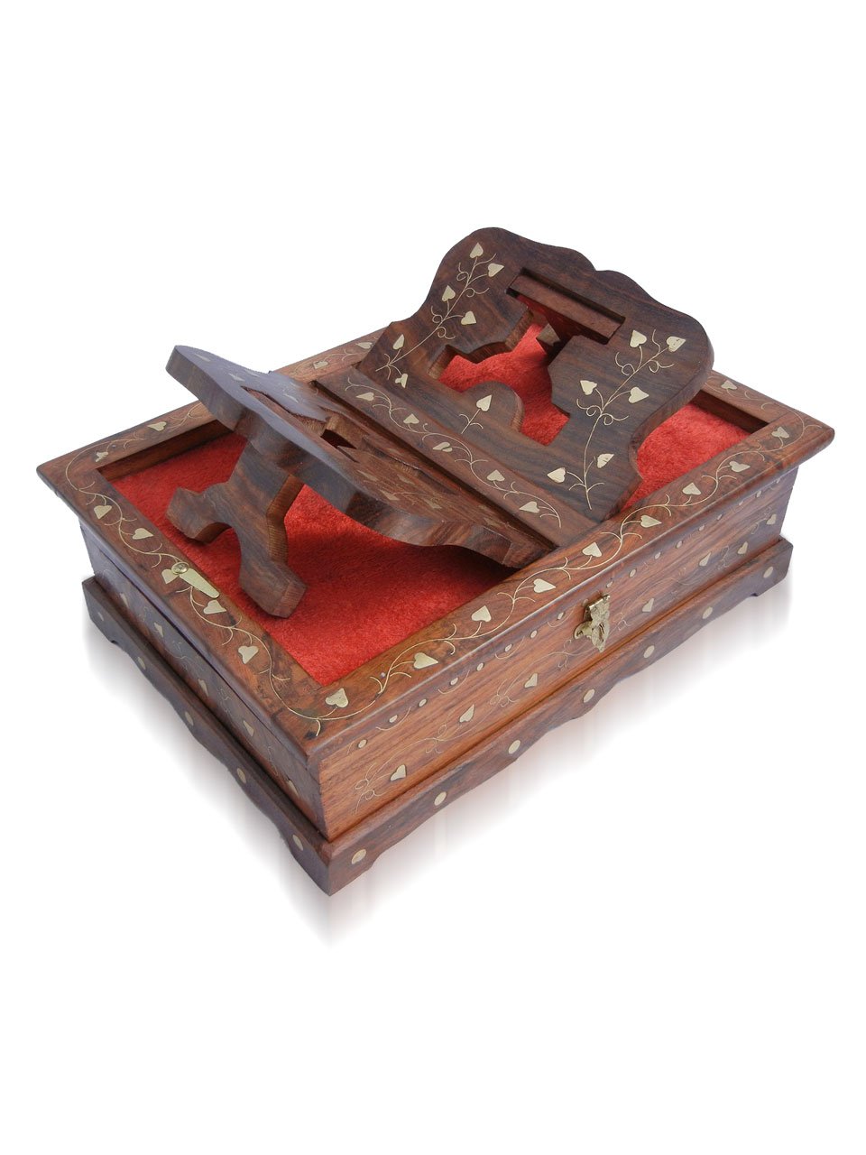 Buy Saaga Wooden Rehal Box Full Wood Brass Work/Handmade : 14x10x4.5 ...
