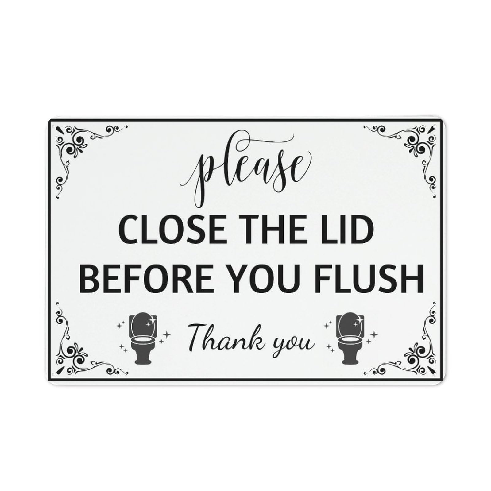 Amazon.com: Funny Restroom Sign Close the Lid Before You Flush Designer ...
