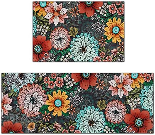 Amazon.com: ASPMIZ 2 PCS Kitchen Mat, Farmhouse Floral Kitchen Floor ...