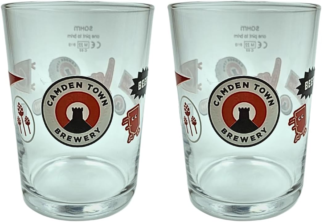 Roxley Camden Town Stubby Pint Glasses X2 Original Lager Pint Glass ...