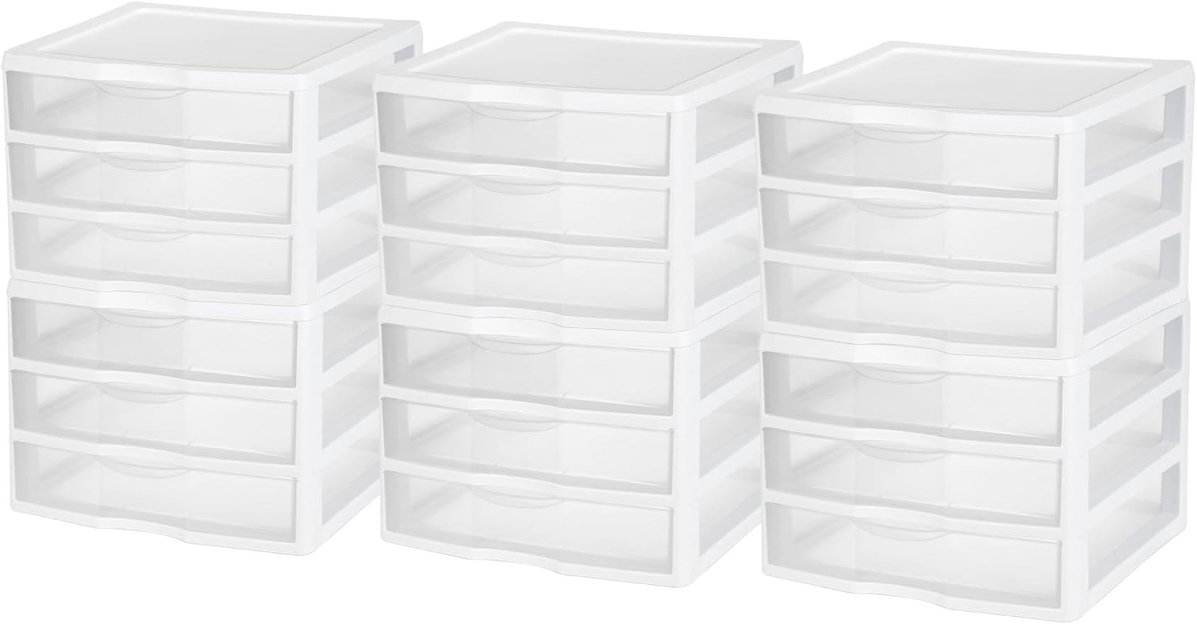 Amazon.com: Sterilite 3 Drawer Mini Desktop Unit, Clear w/White Frame