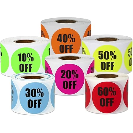 Amazon.com : Percent Off Stickers Bundle - 10% to 60% Percent Off ...