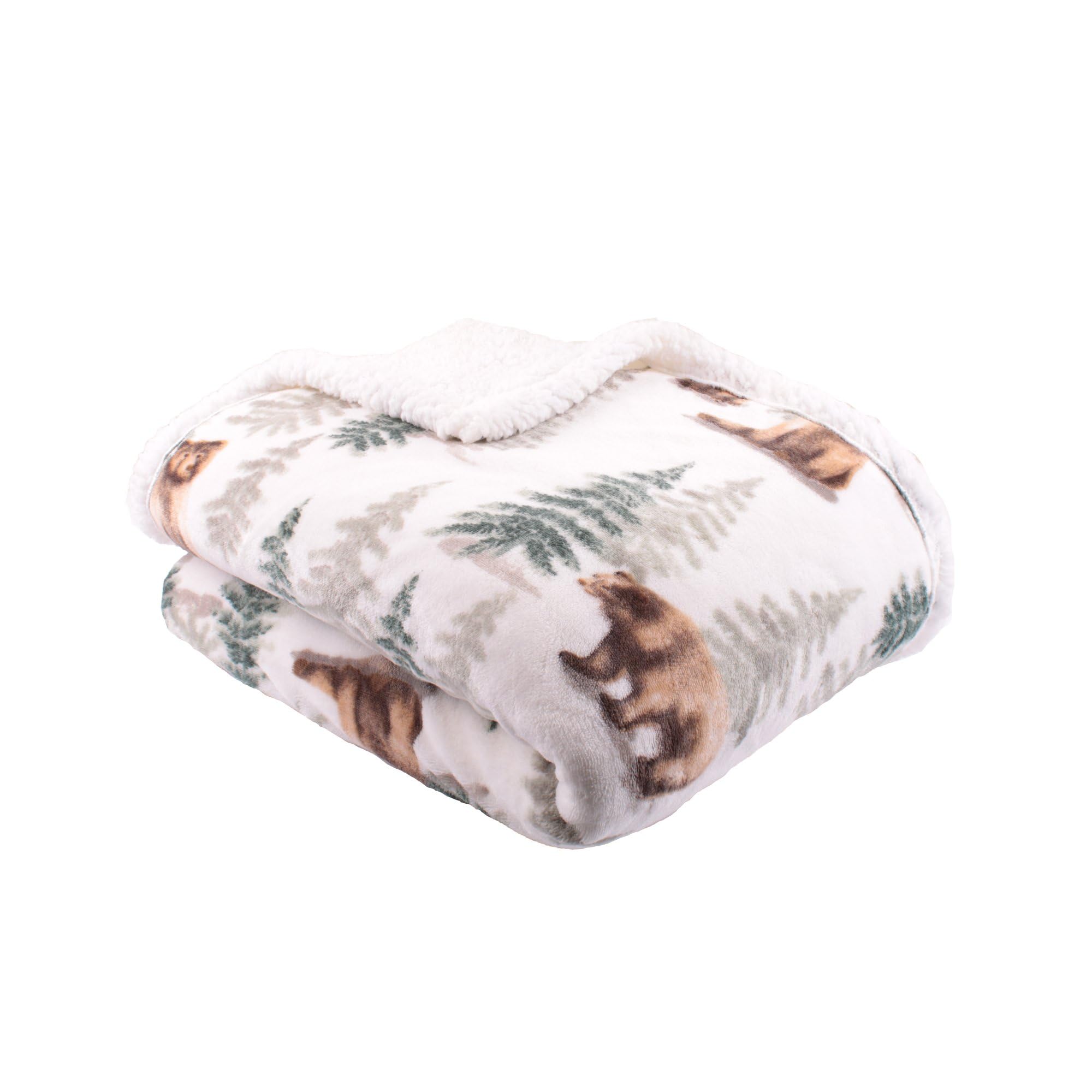 Dreams & Drapes - Woodland Bear Fleece Throw Blanket (150 x 20cm ...