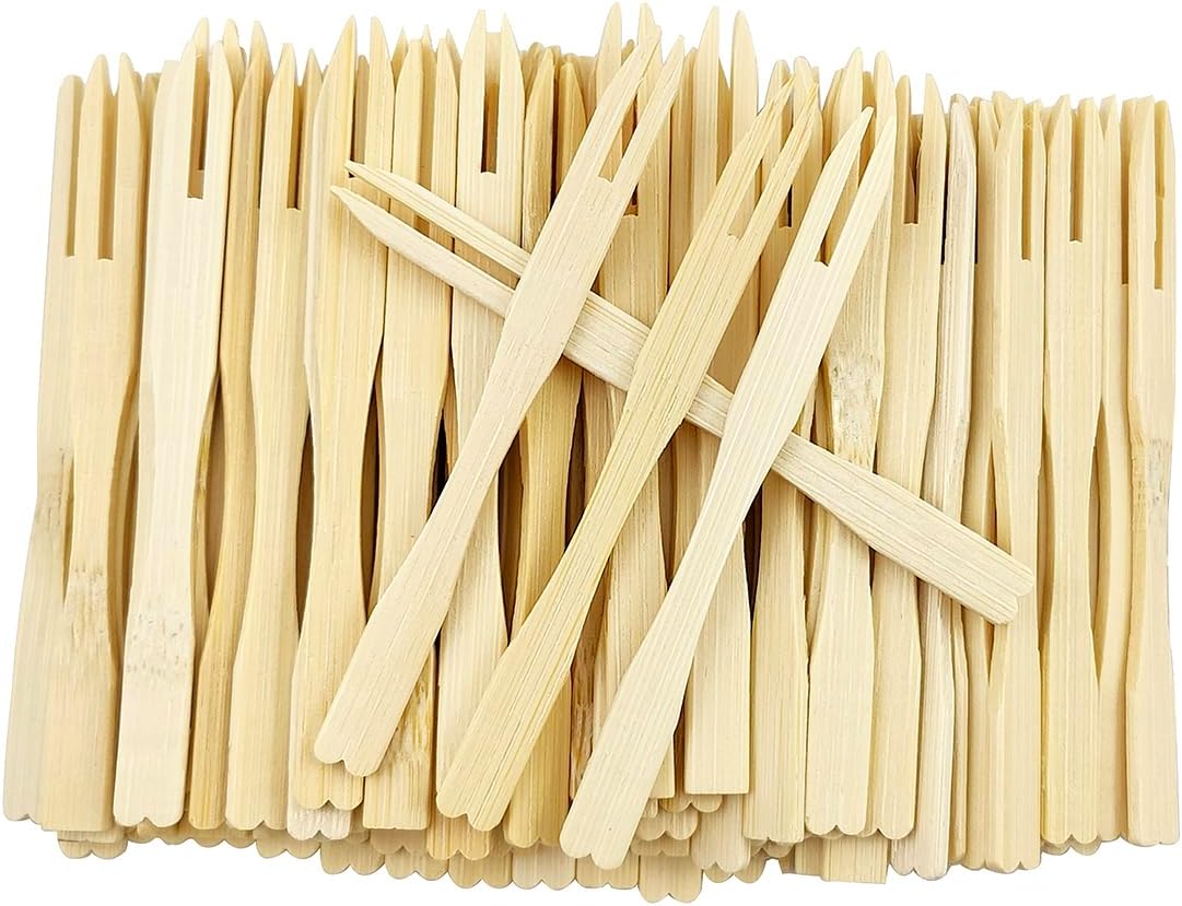Amazon.com: Yimaa 400 Pieces Mini Wood Bamboo Appetizer Forks, 3.5 Inch ...