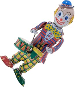 Amazon.com: Table Clown Toy Tinplate Wind Up Figure Toy Drumming Clown ...