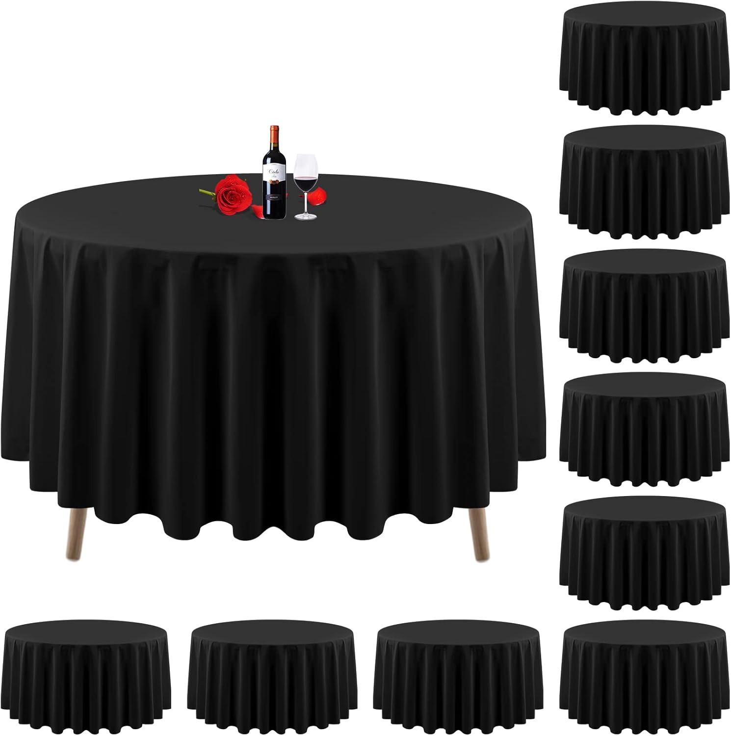 Amazon.com: 10 Pack Round Tablecloth Black Round Tablecloth 90 Inch ...