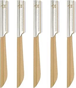 5Pcs Beard Mustache Straight Edge Razors, Golden Men's Beards Edgers ...