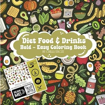 Food & Drinks Coloring Book: Bold & Easy Designs for Adults and Kids ...