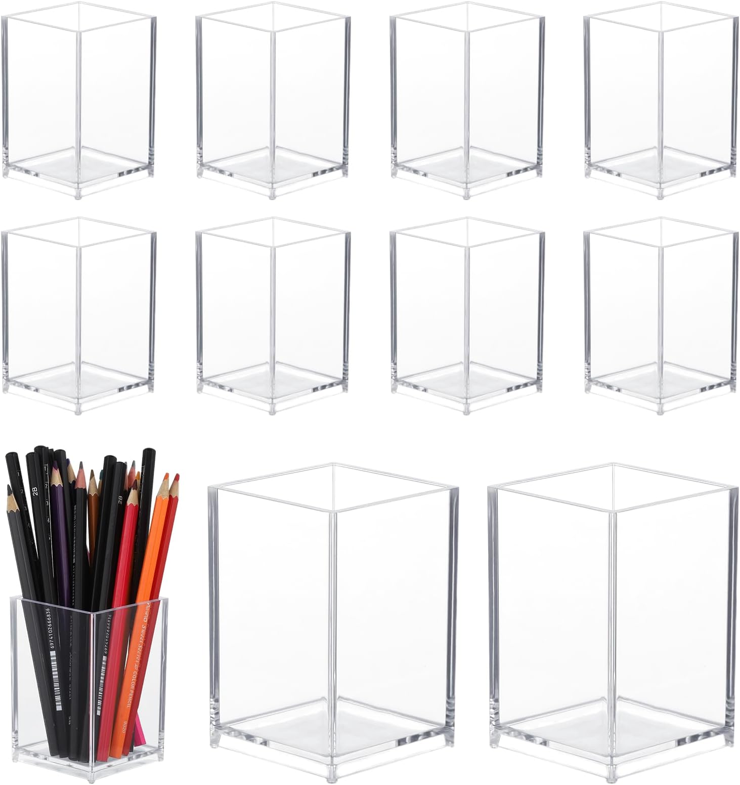Amazon.com: HESHUYU Clear Acrylic Pen Holder Display Stand - 12-Slot ...