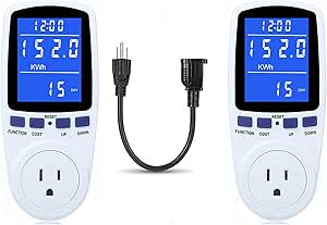 2 Pack Watt Meter Power Meter Plug Home Electricity Usage Monitor with ...