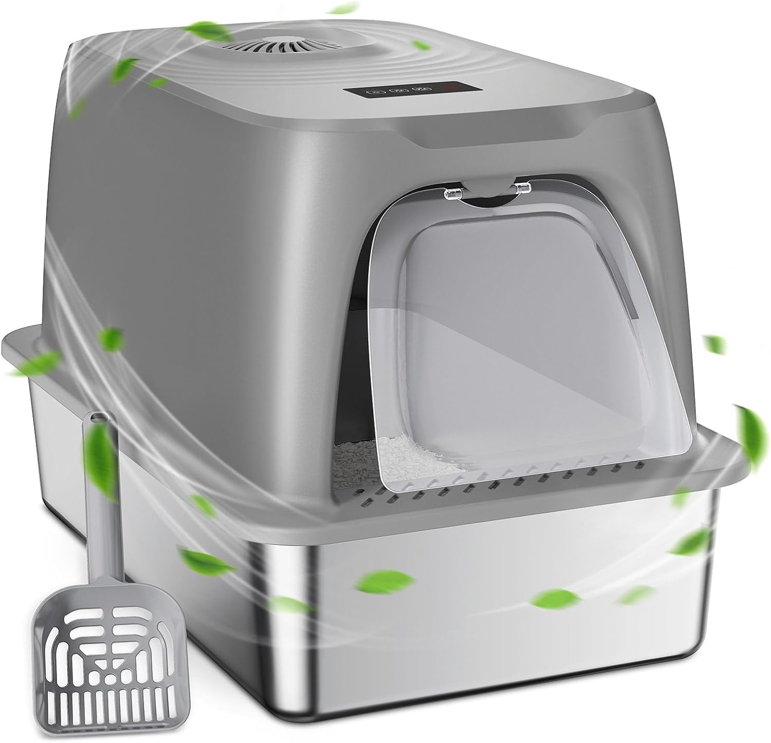 Snapklik.com : Anycoo Enclosed Stainless Steel Litter Box, Extra Large ...