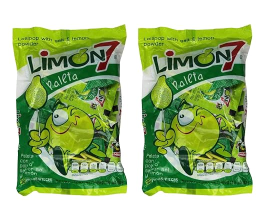 Amazon.com : 2 - Limon 7 Paleta Lollipop Covered with Lemon & Salt ...