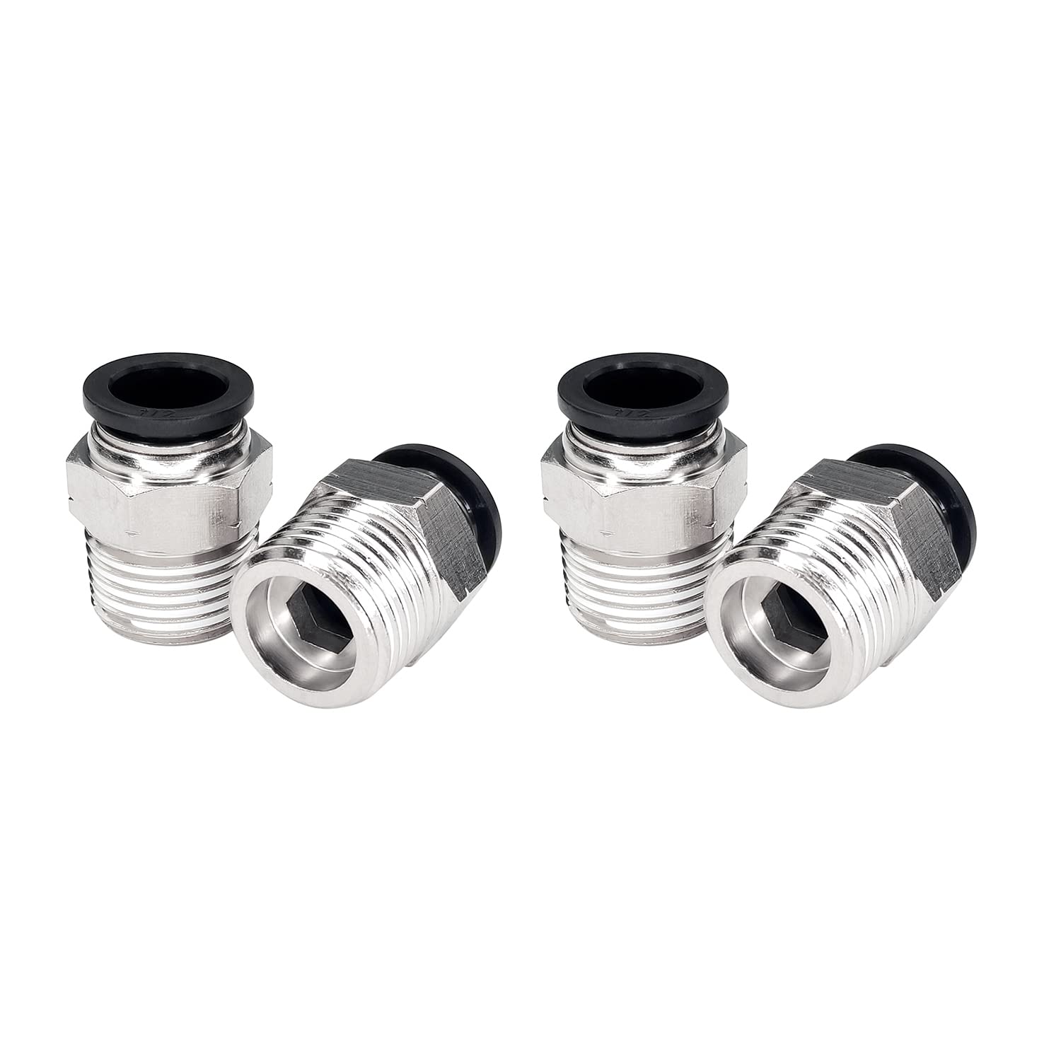 Snapklik.com : 4 Pack Push To Connect Air Fittings Pneumatic Male ...
