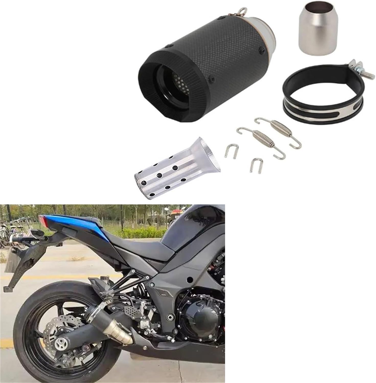 Auspuffteil Motorrad-Auspuff Edelstahl-Schalldämpfer Für Kawasaki 300 400 800 1000 ZX6R Für ...