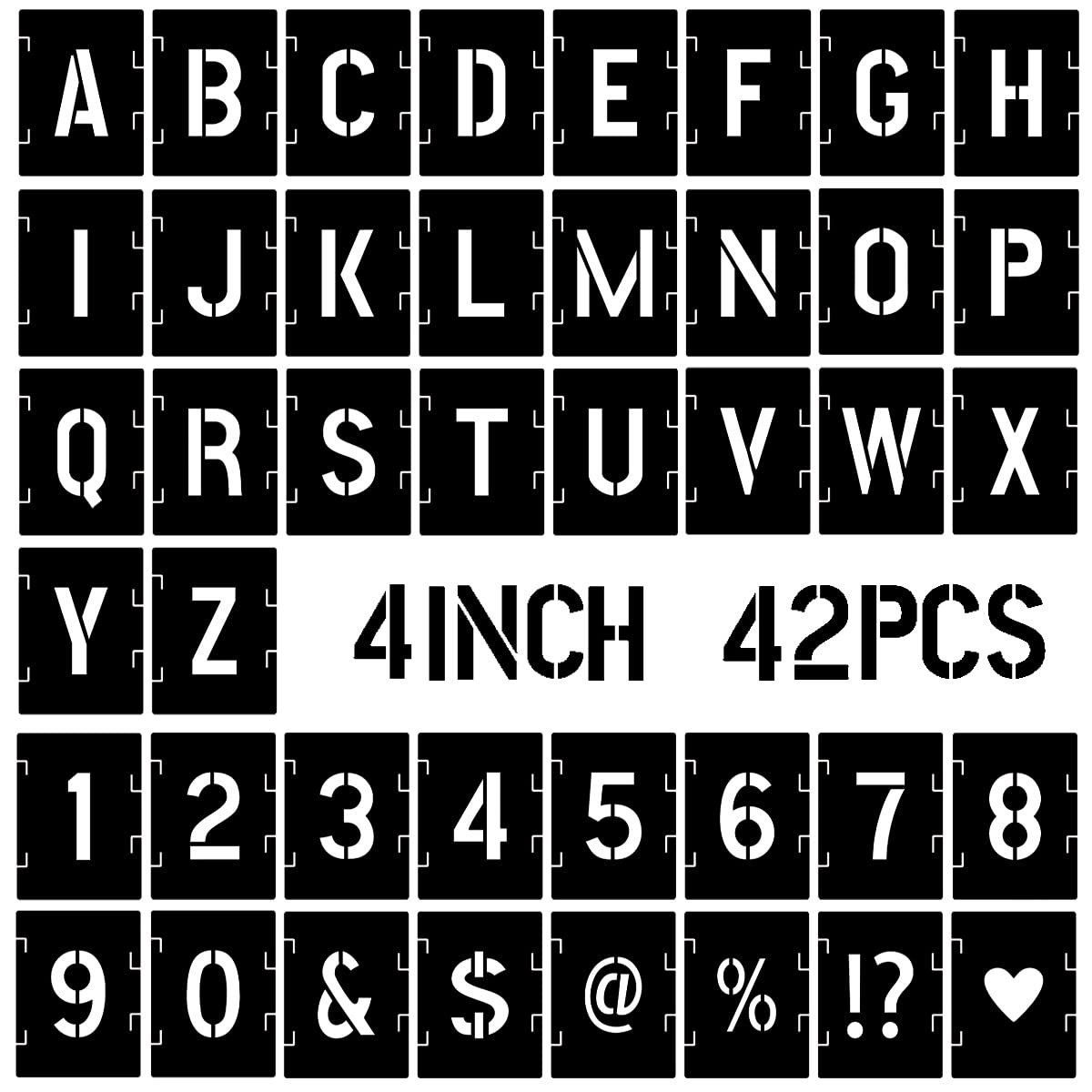 Buy 4 Inch Letter Stencils Symbol Numbers Craft Stencils, 42 Pcs ...