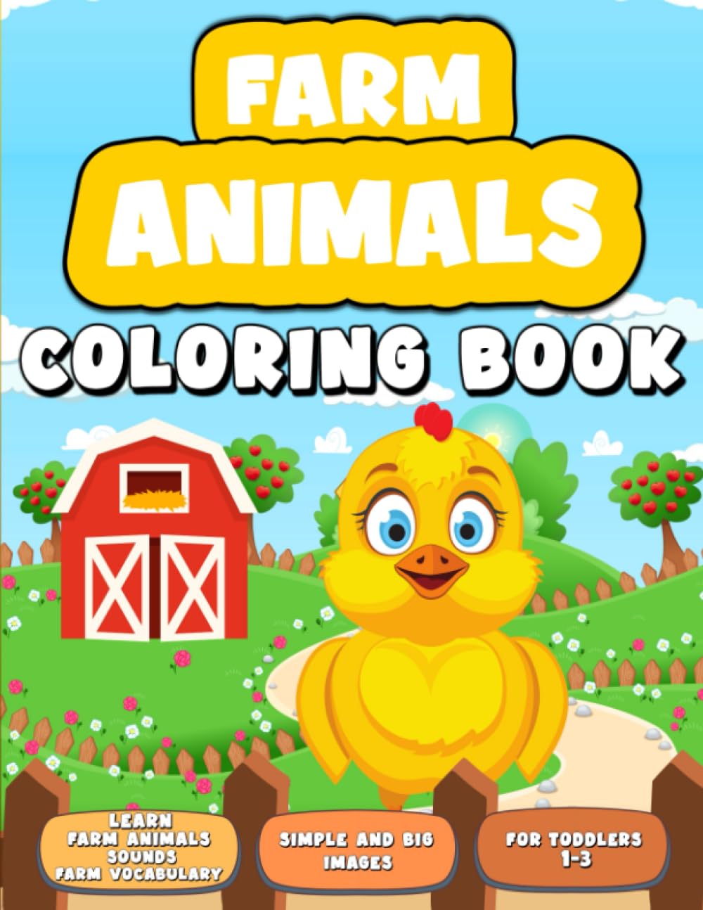 Farm Animal Coloring Book For Toddlers 1-3 - Big and Easy Designs ...