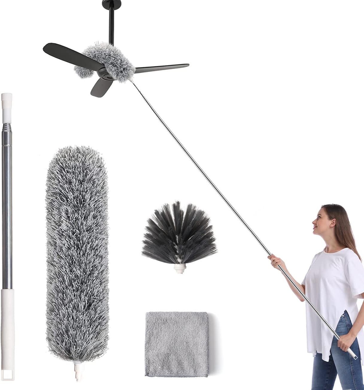 Amazon.com: DELUX Microfiber Feather Duster Extendable Duster with 100 ...