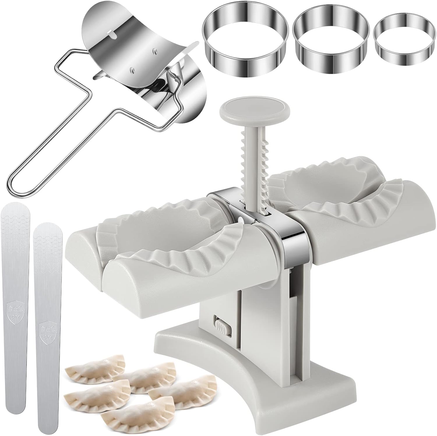 Amazon.com: 7 Pcs Dumpling Maker Set Household Double Head Automatic ...