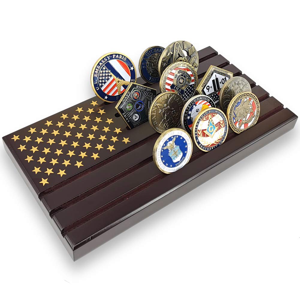Military Challenge Coin Display Stand American Flag Coin Holder Rack ...