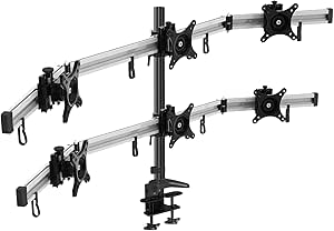 HFTEK 6-Way Monitor Arm - Desk Mount for 6 Monitors from 15 to 27 Inch ...