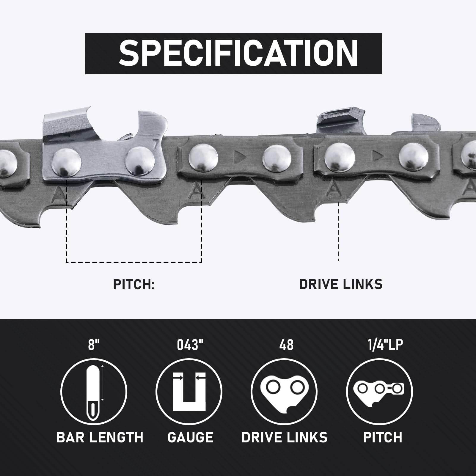 Snapklik.com : Cutwin 1 Pack 8 Inch Mini Chainsaw Chain 1/4 1/4LP Pitch ...