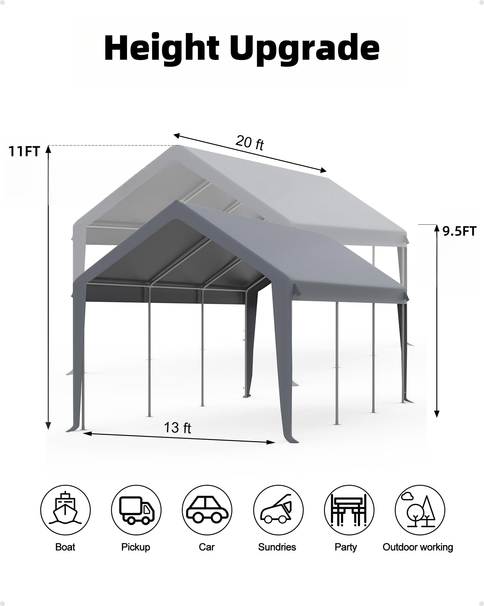 Snapklik.com : DEXSO 13x20 Heavy Duty Carport Canopy, Portable Garage