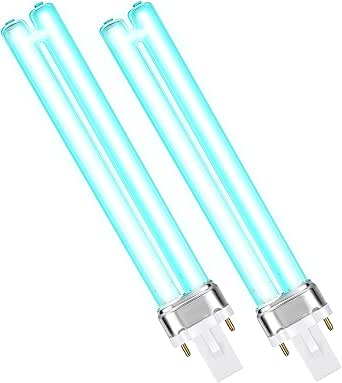 2 Pack UV Aquarium Light Bulbs 9W Lamp Base Fish Tank LED H-Shape Tube ...
