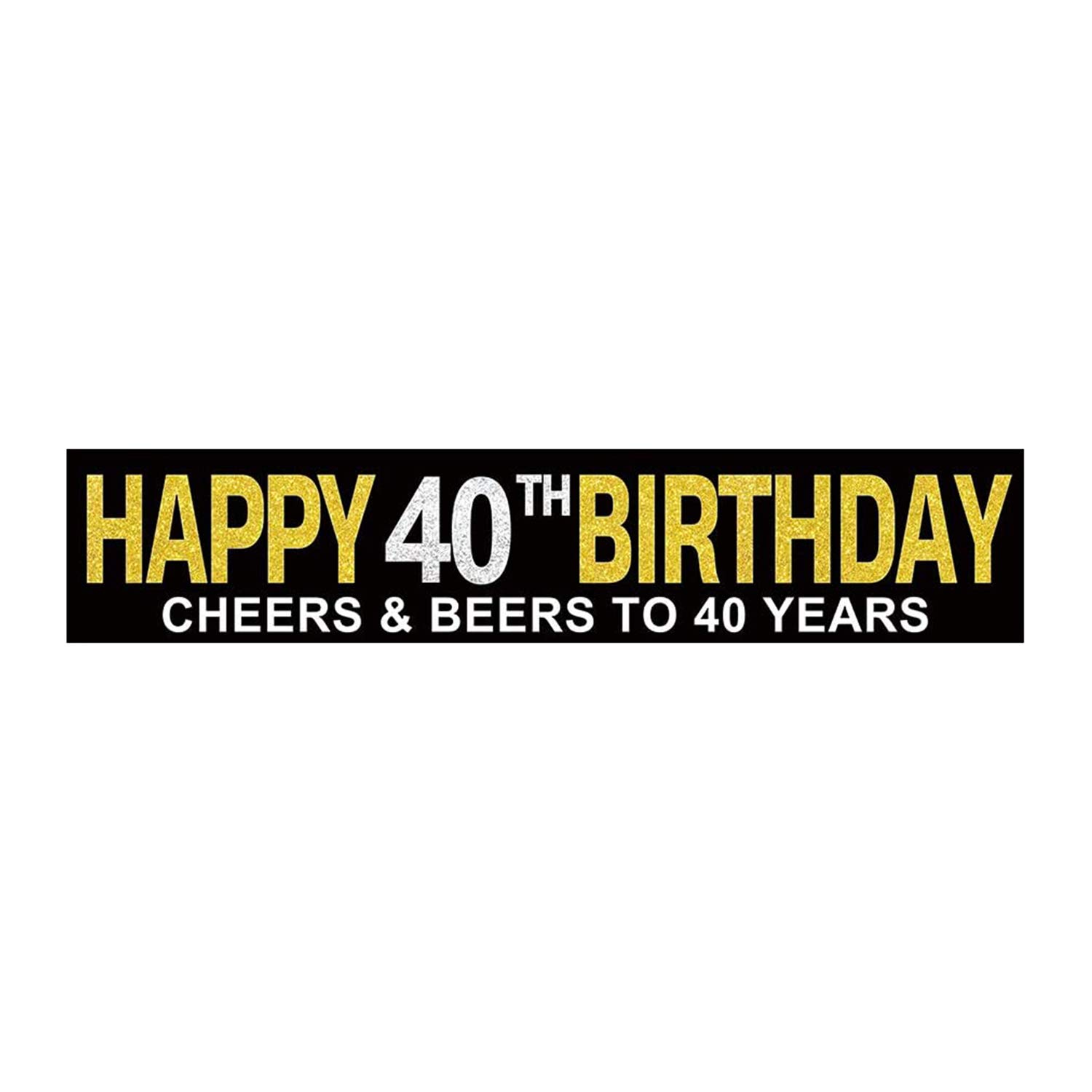 40th Birthday Sign Black Gold Nifty Printables