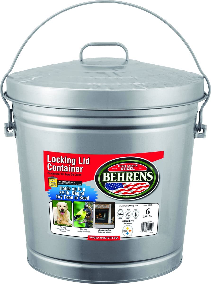 Behrens High Grade Steel 6106 6 Gal Silver Galvanized Steel Storage Can ...