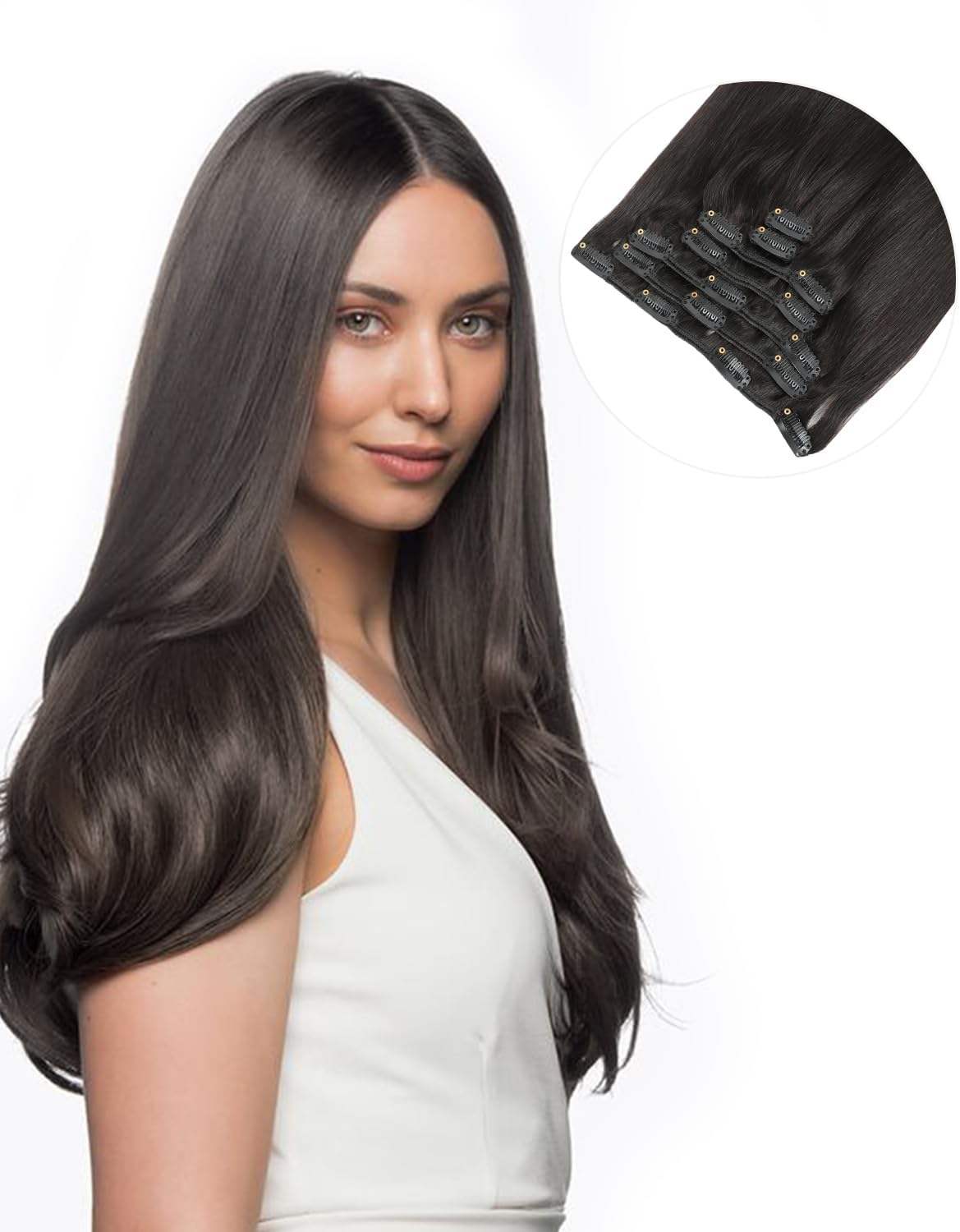 Amazon.com : Missme Clip In Hair Extensions Real Human Hair,18in 120g ...