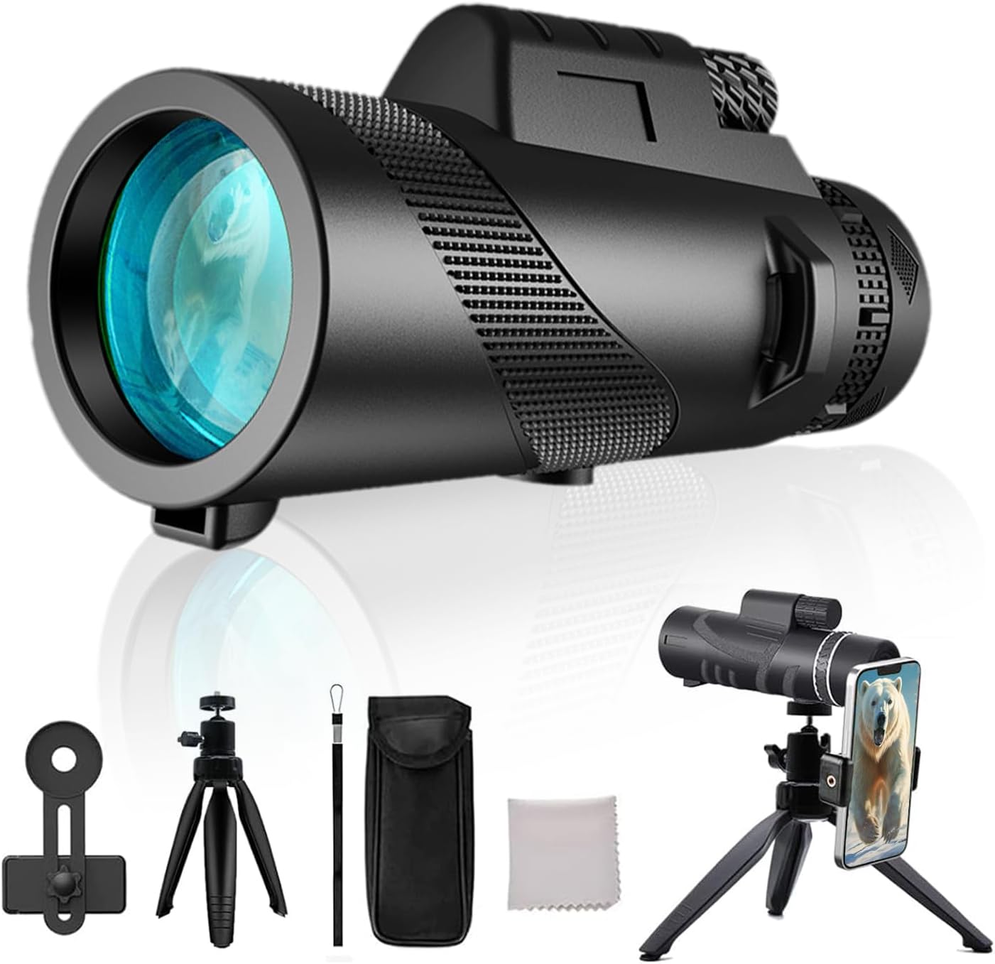 SKY SCOPE 80x100 Monocular Telescope for Smartphone, Black, Beginner ...