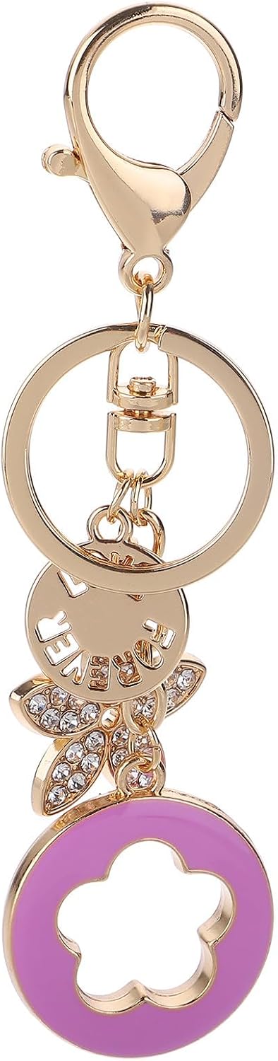 Amazon.com: SHERCHPRY Five-Leaf Clover Rhinestone Keychain, Purple Zinc ...