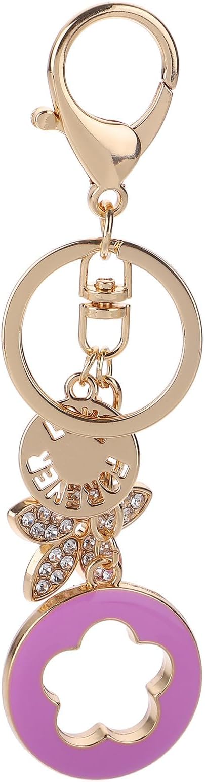 Amazon.com: SHERCHPRY Five-Leaf Clover Rhinestone Keychain, Purple Zinc ...