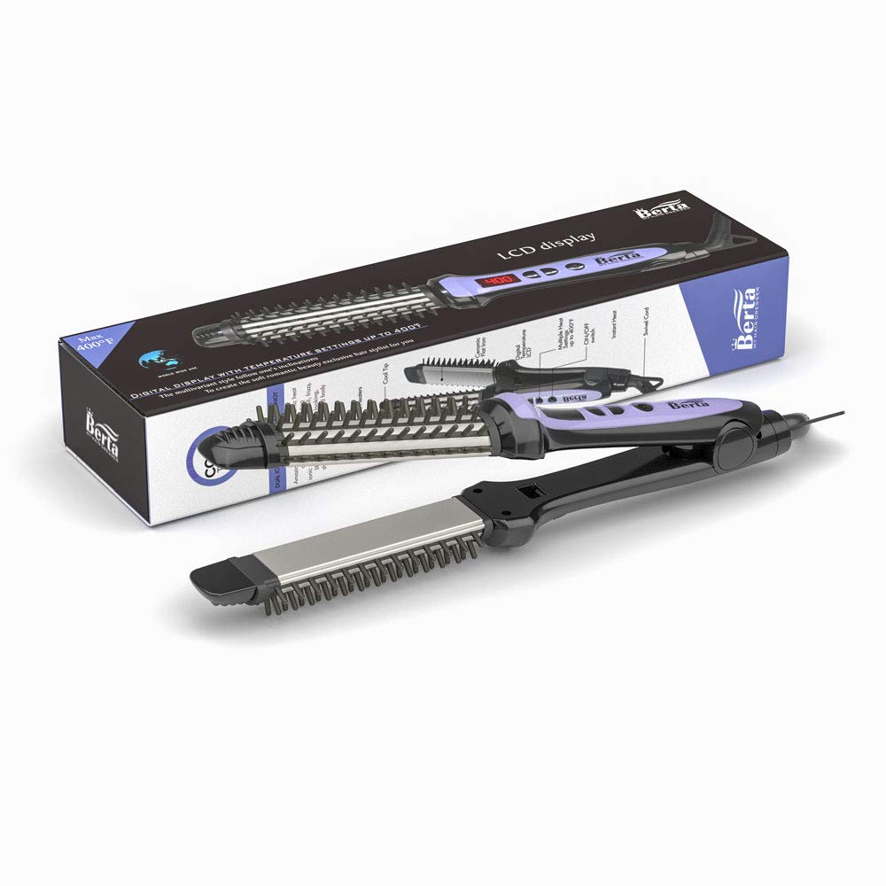 Amazon.com : BERTA 3IN1 Hair Brush Iron, Tourmaline Ceramic Flat Iron ...