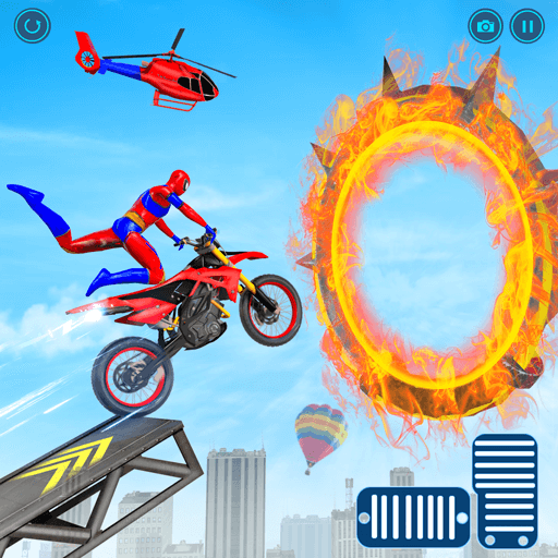 Crazy Bike Stunt Traffic Rider Real Bike Game Superhero Mega Ramp ...