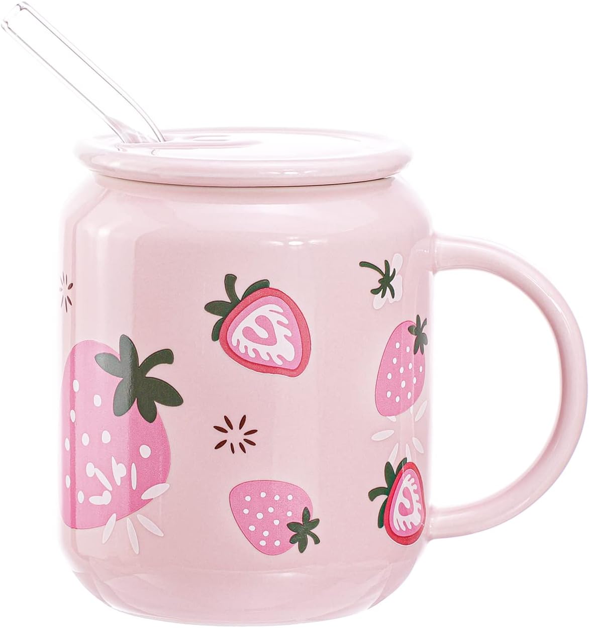 Amazon.com | Sizikato Porcelain Mug with Lid and Straw, 13 Oz Water Cup ...