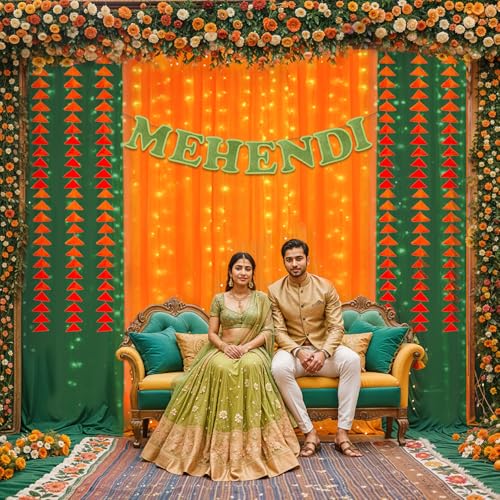 Party Propz Mehendi Backdrop Decoration Set - 12 Pcs Mehendi Decoration ...