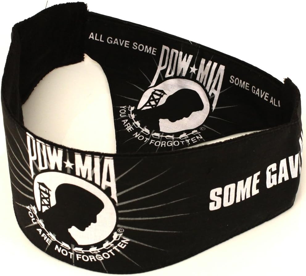 Amazon.com: Adjustable POW MIA Military Black & White Chop Top Bandana ...
