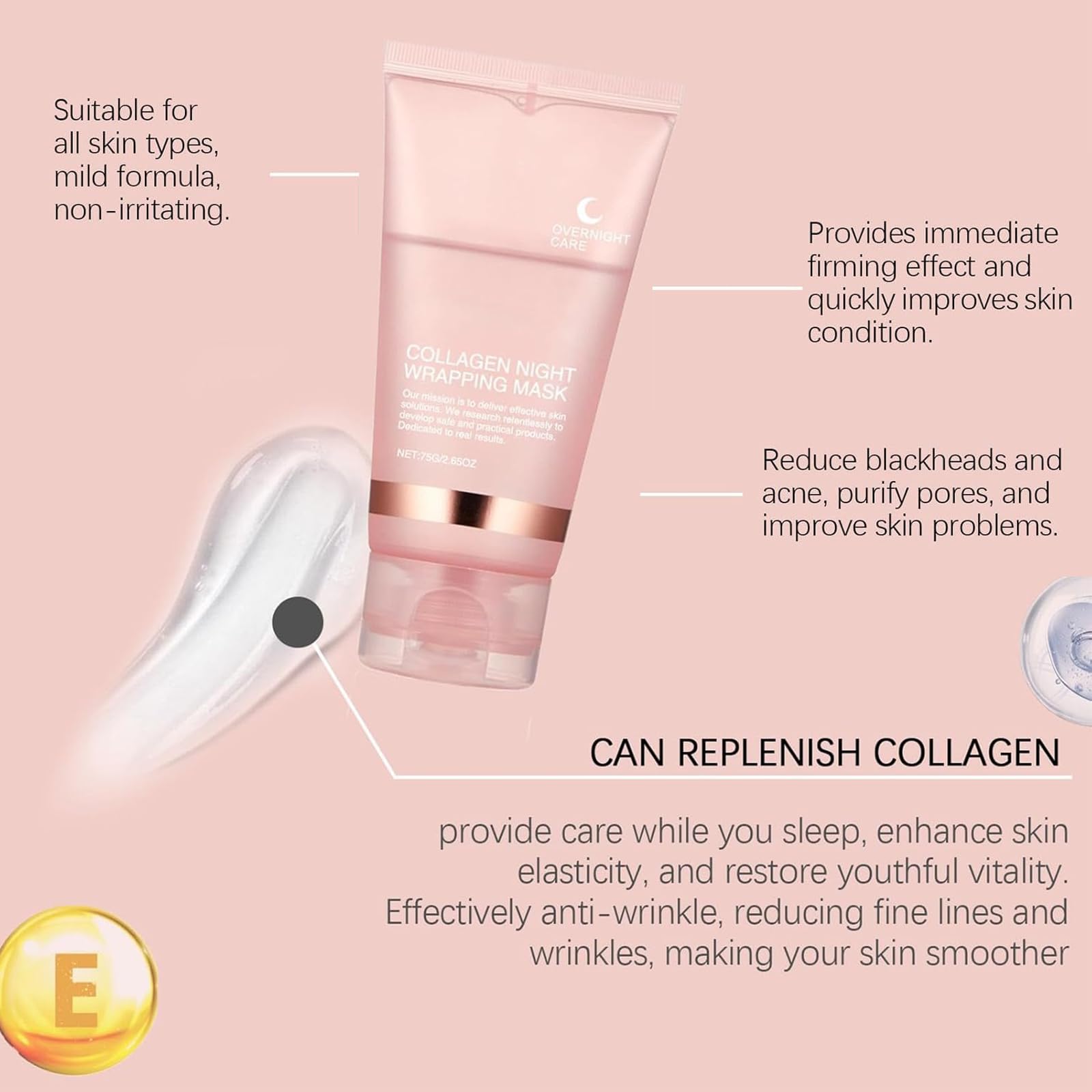 Collagen Night Wrapping Mask, Collagen Overnight Wrapping Peel Off ...
