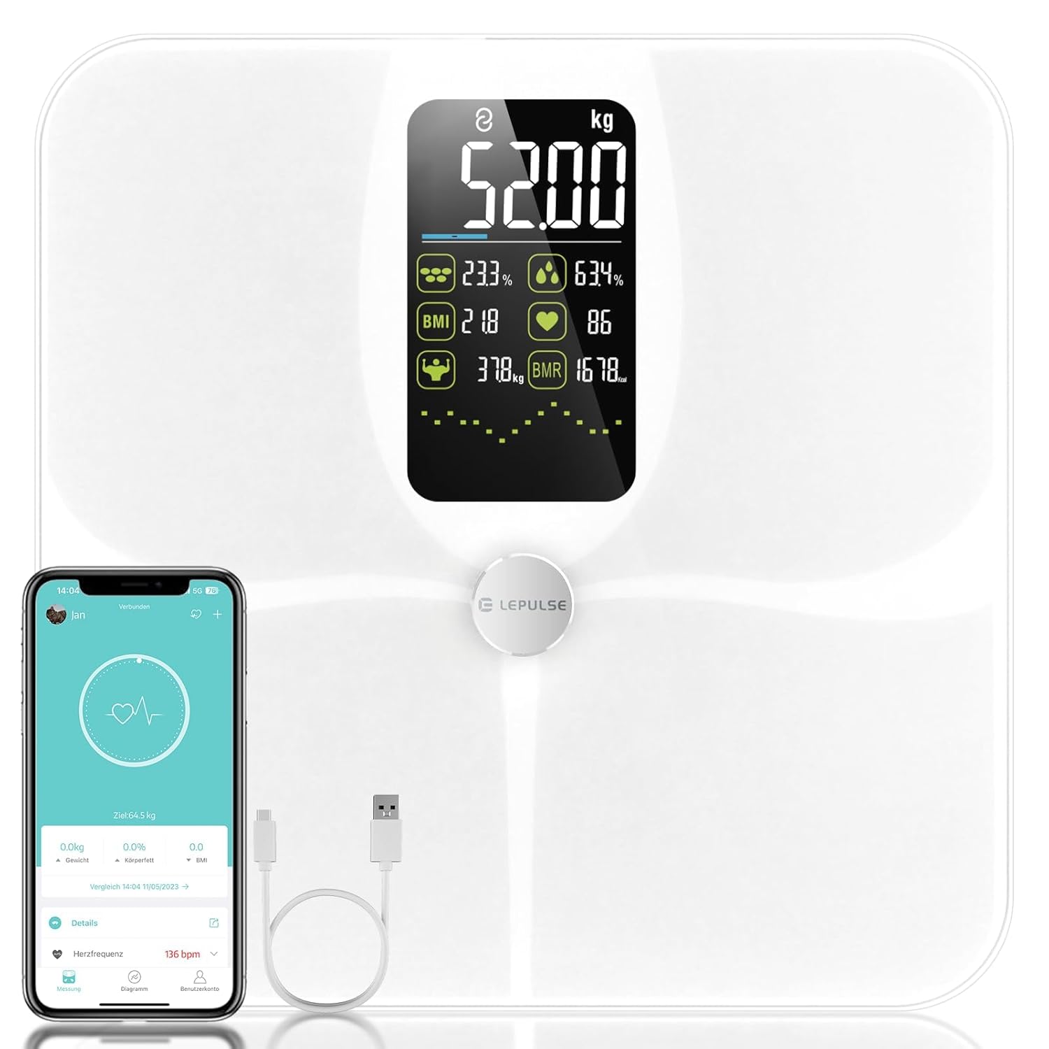 Body Fat Scale, Lepulse Weight Scale Large Display, Digital Bathroom ...