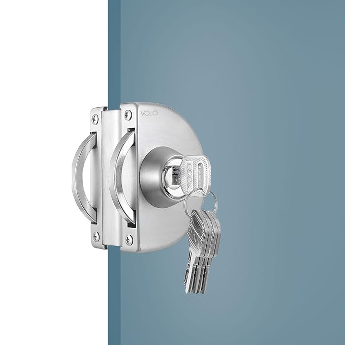 Volo Glass Door Lock (Glass to Wall Door Lock), Silver, Stainless Steel ...