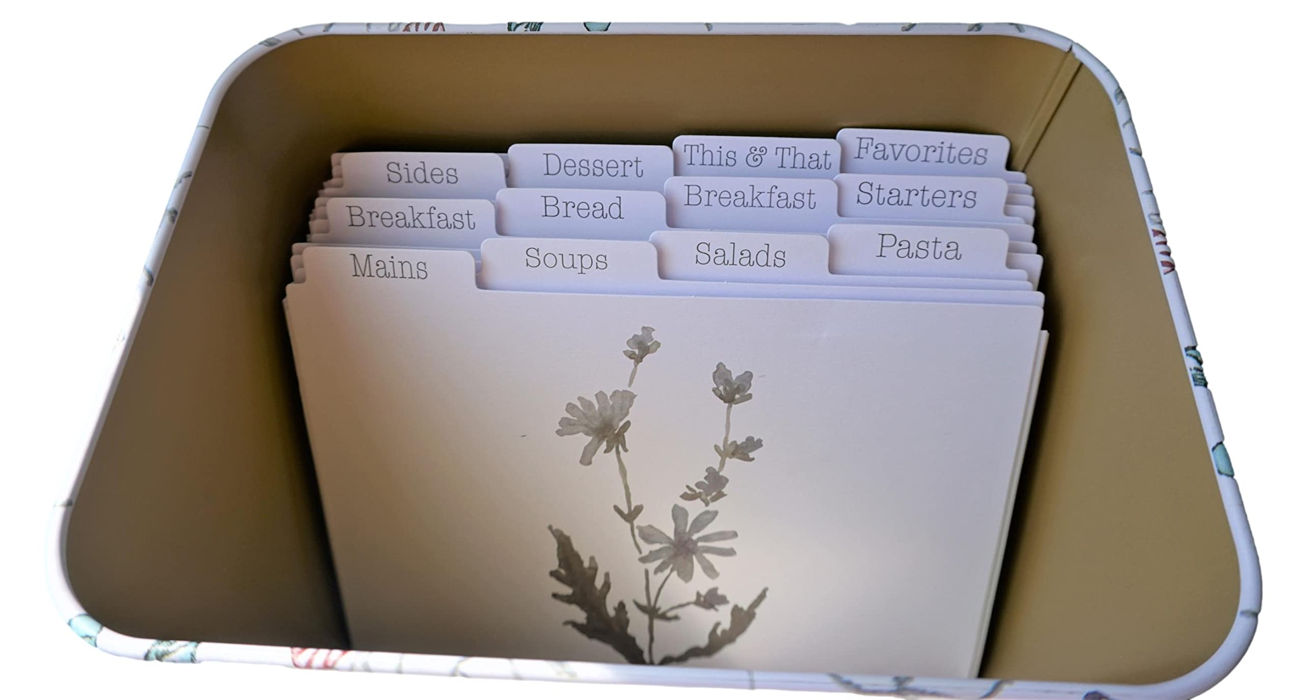 Snapklik.com : Tin Recipe Box Butterfly Flowel Print - 4x6 Recipe Cards ...