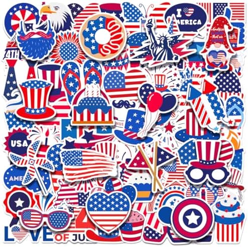 Amazon.com: 50 Pieces Independence Day Stickers American Patriotic ...