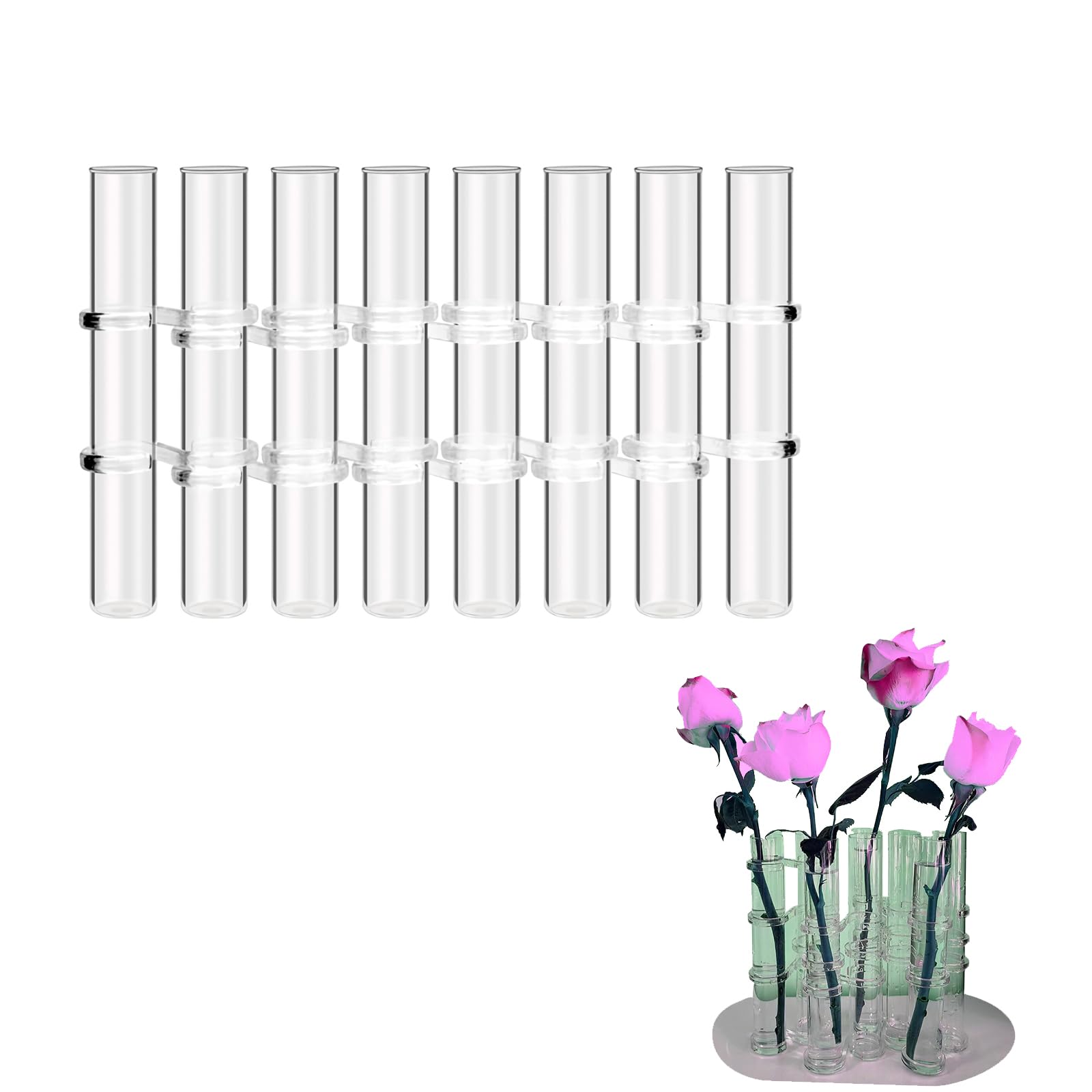 18cm Hinged Flower Test Tube Vase - Glass Tube Transparent Hydroponic ...