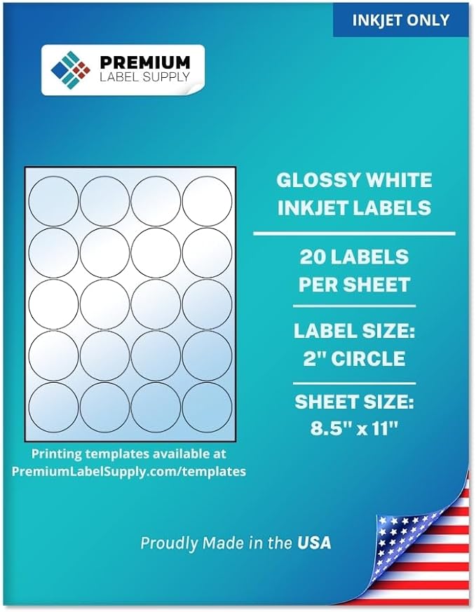 Amazon.com : Premium Label Supply Glossy White Sticker Round Labels – 2 ...
