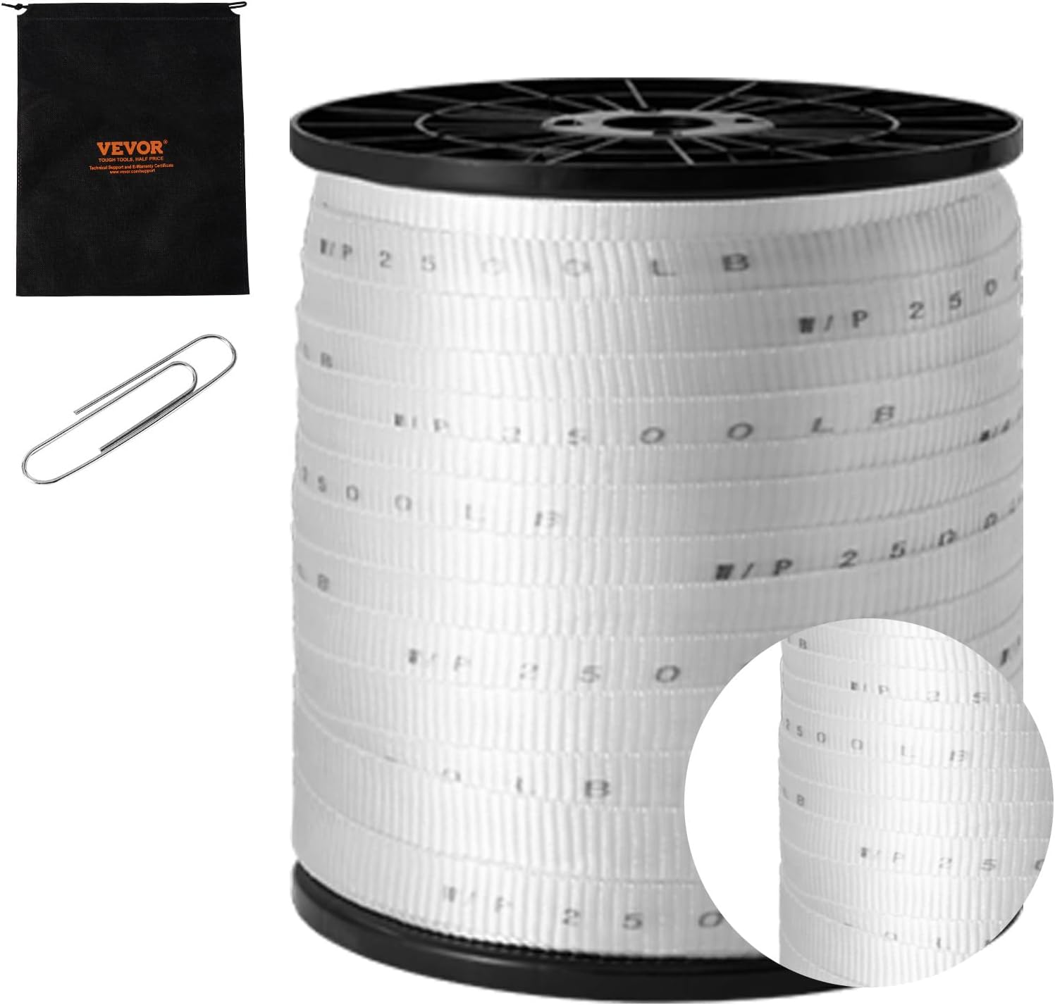 VEVOR Polyester Pull Tape, 3/4" x 528' Mule Tape Flat Rope, 2500 lbf ...