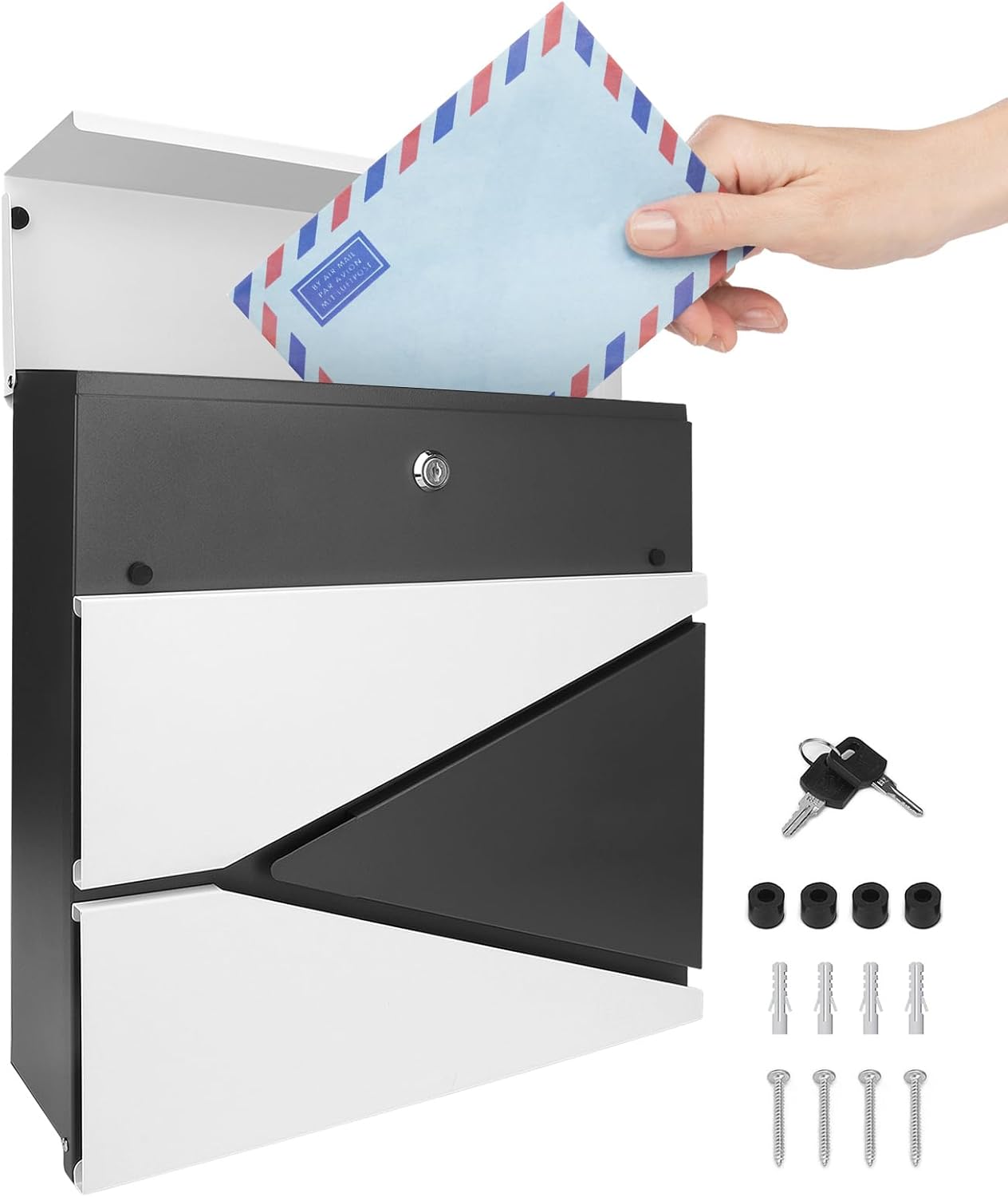 Letter Box Wall Mount, Lockable Post Box Mail Box with 2 Keys Outside ...